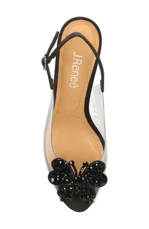 J. Reneé Kerensa Crystal Butterfly Slingback Pumps - Clear/ Black