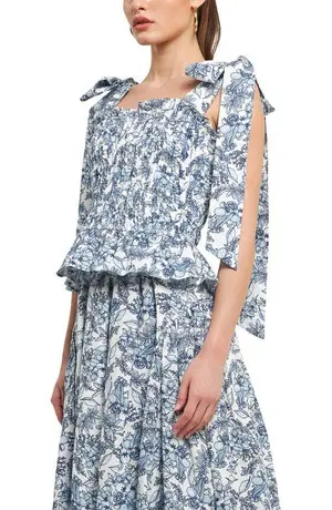 Endless Rose Smocked Tie Shoulder Tank