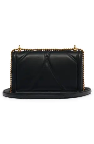 Dolce & Gabbana Devotion Logo Heart Lambskin Crossbody Bag - Black