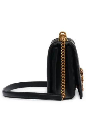 Dolce & Gabbana Devotion Logo Heart Lambskin Crossbody Bag - Black