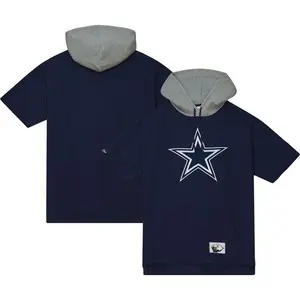 Mitchell & Ness Dallas Cowboys Postgame Short Sleeve Hoodie - Navy