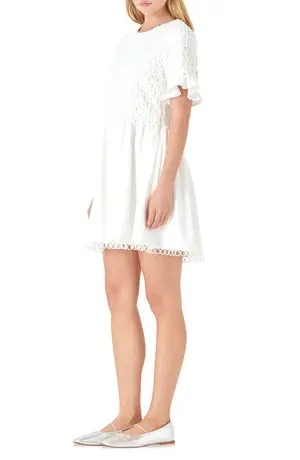 English Factory Mixed Media Circle Trim Dress