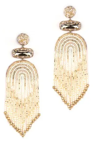 Deepa Gurnani Ishana Beaded Chandelier Earrings - Ivory