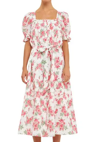 Endless Rose Floral Linen & Cotton Shirtdress