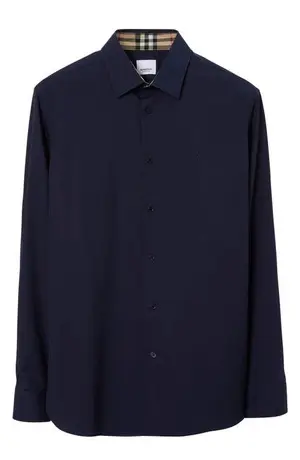 Burberry Sherfield Equestrian Knight Stretch Cotton Button-up Shirt