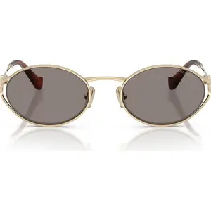Miu Miu Miu Miu 54mm Oval Sunglasses Pale Gold /dark Grey