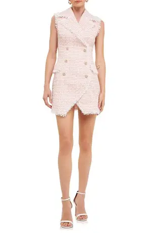 Endless Rose Double Breasted Tweed Minidress
