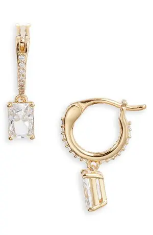 Nadri Emerald Isle Cubic Zirconia Hoop Earrings - Gold/clear