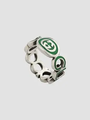 Gucci Sterling Silver Interlocking Gg Logo Ring