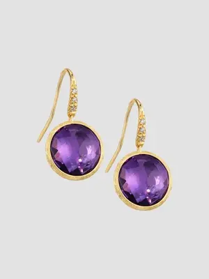 Marco Bicego Jaipur Color 18k Yellow Amethyst & 0.05 Tcw Diamond Drop Earrings - Gold