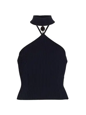 Simkhai Women's Rubie Rib-Knit Mock Neck Top - Midnight  Midnight