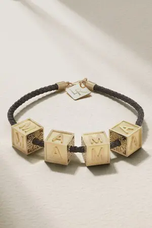 Lauren Rubinski Mama 14-karat Leather Bracelet - Gold