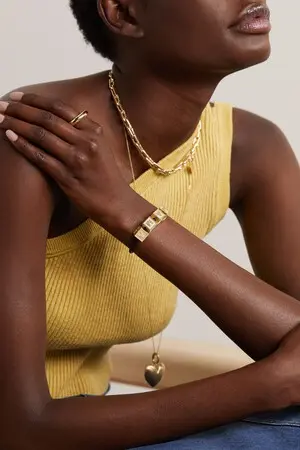 Lauren Rubinski Mama 14-karat Leather Bracelet