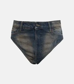Y/project Janty High-rise Denim Shorts - Blue