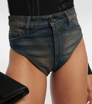 Y/project Janty High-rise Denim Shorts