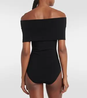 Alaïa Off-shoulder Knit Bodysuit - Black