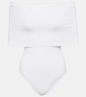 Alaïa Off-shoulder Knit Bodysuit - White