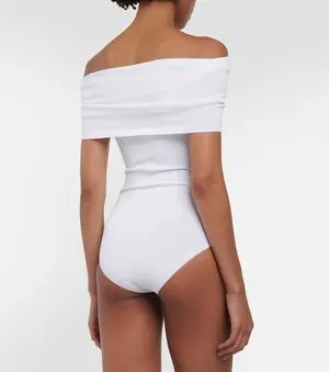 Alaïa Off-shoulder Knit Bodysuit - White