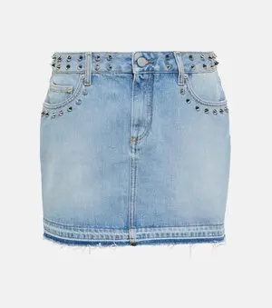 Alessandra Rich Embellished Denim Miniskirt