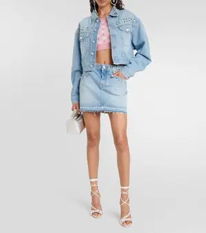 Alessandra Rich Embellished Denim Miniskirt