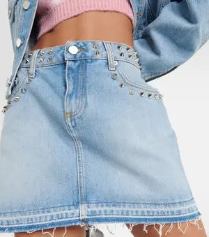 Alessandra Rich Embellished Denim Miniskirt
