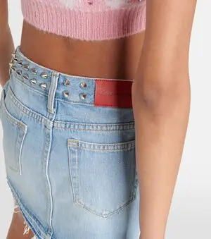 Alessandra Rich Embellished Denim Miniskirt