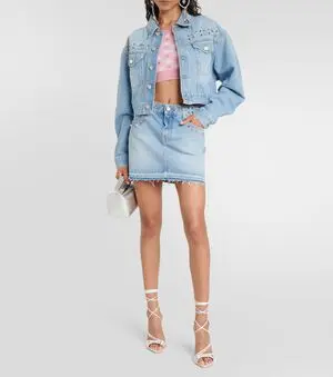 Alessandra Rich Embellished Denim Miniskirt
