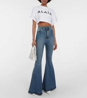 Alaïa Logo Cotton Crop Top