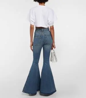 Alaïa Logo Cotton Crop Top