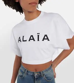 Alaïa Logo Cotton Crop Top