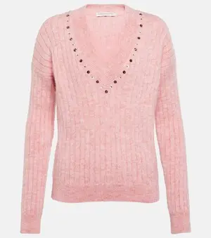 Alessandra Rich Embellished Wool-blend Sweater - Pink