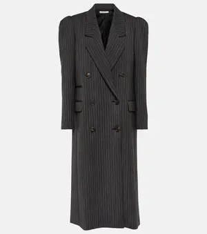 Alessandra Rich Pinstriped Wool Coat