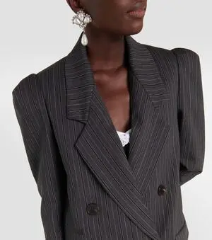 Alessandra Rich Pinstriped Wool Coat