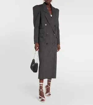 Alessandra Rich Pinstriped Wool Coat