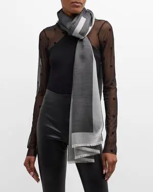 Givenchy Logo Woven Silk-wool Scarf - Charcoal