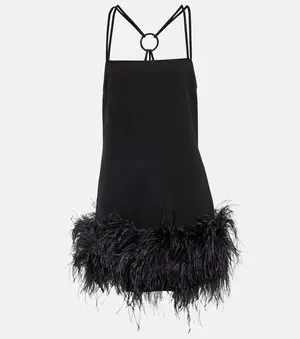 Attico Fujiko Feather-trimmed Minidress - Black