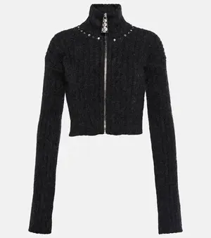 Alessandra Rich Embellished Wool-blend Sweater - Black