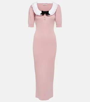 Alessandra Rich Embellished Cotton-blend Midi Dress