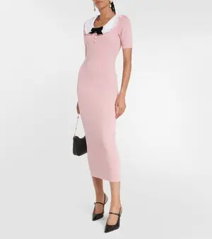 Alessandra Rich Embellished Cotton-blend Midi Dress