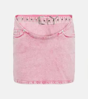 Y/project Belted Denim Miniskirt - Pink