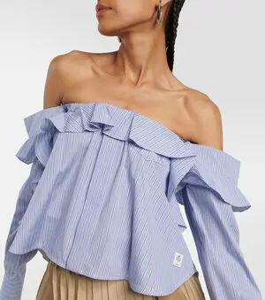 Sacai X Thomas Mason Striped Cotton Shirt