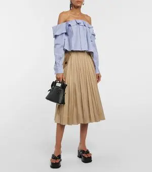 Sacai X Thomas Mason Striped Cotton Shirt