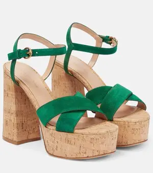 GIANVITO ROSSI Bebe Suede Platform Sandals - Green