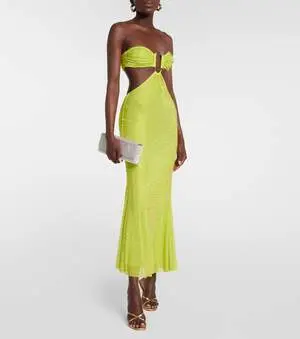 SELF-PORTRAIT Embellished Mesh Maxi Dress