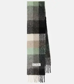 Acne Studios Acne Studios Checked Alpaca Wool-blend Scarf Green