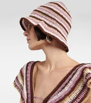 Anna Kosturova Striped Crochet Bucket Hat