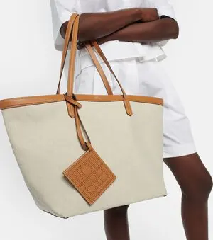 TOTEME Leather-trimmed Canvas Tote Bag
