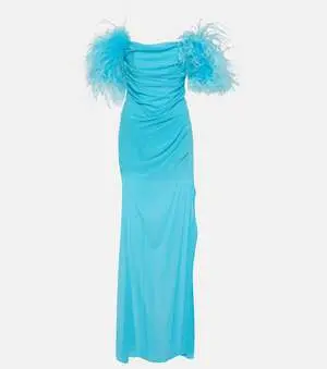 Giuseppe Di Morabito Feather-trimmed Maxi Dress