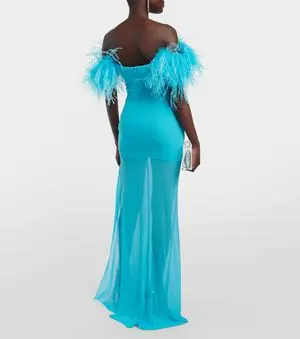 Giuseppe Di Morabito Feather-trimmed Maxi Dress