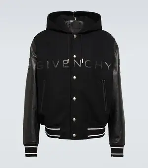 Givenchy Logo Leather-trimmed Varsity Jacket